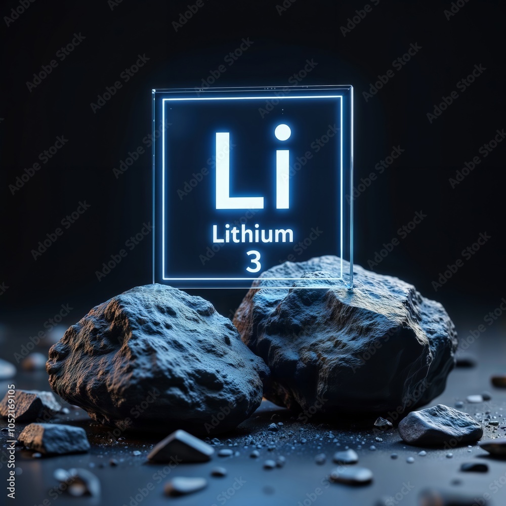Lithium Element Sign. A glowing neon sign displaying the chemical ...