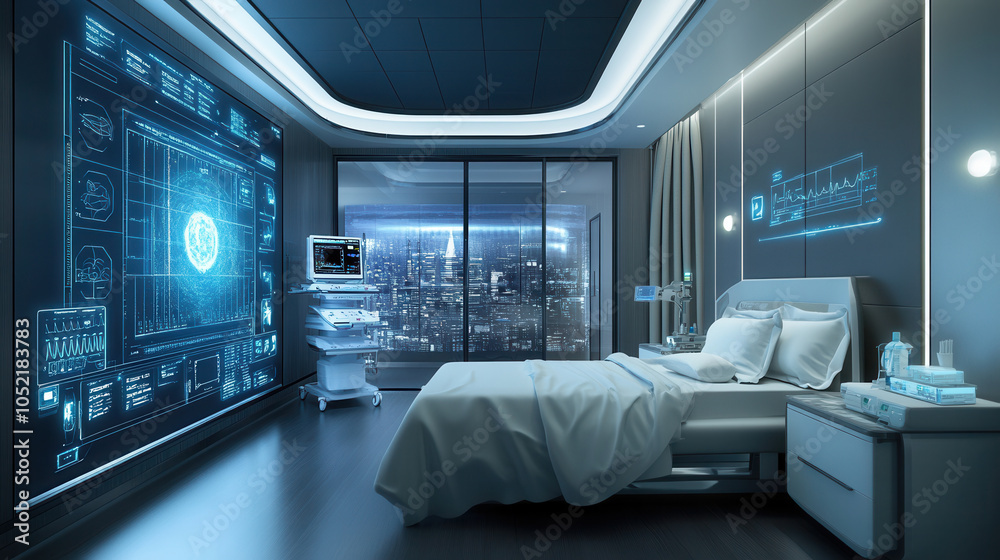 Stock-Illustration „futuristic hospital room featuring advanced ...