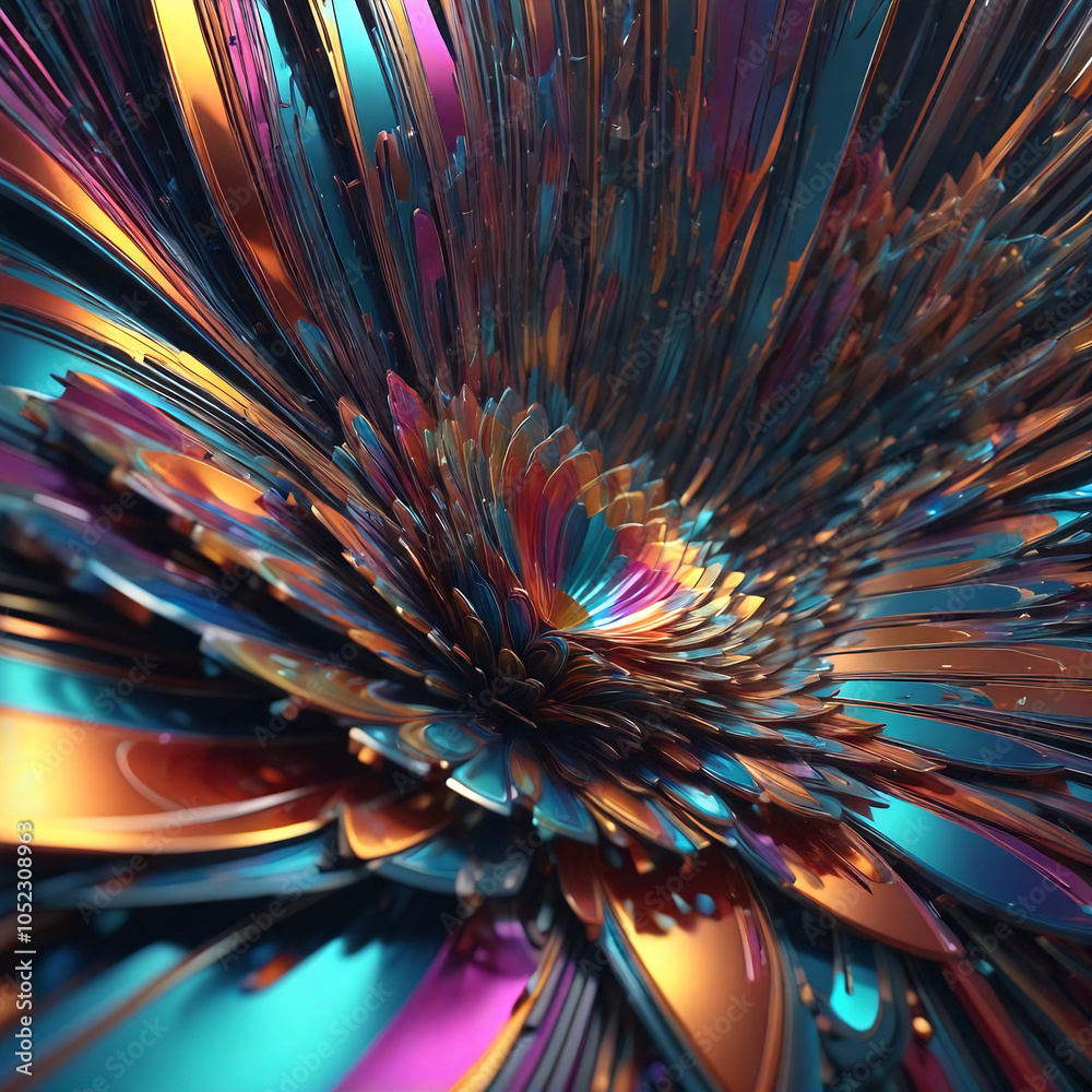Highly detailed 3D optical art rendering featuring an intricate ...