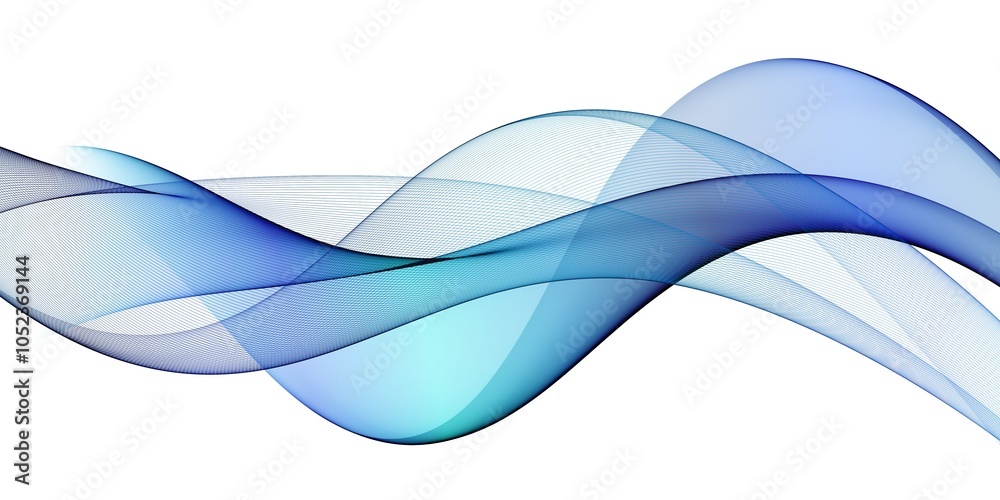 Wave swirl swoosh blue teal color flow Sea water wave air wind dynamic ...