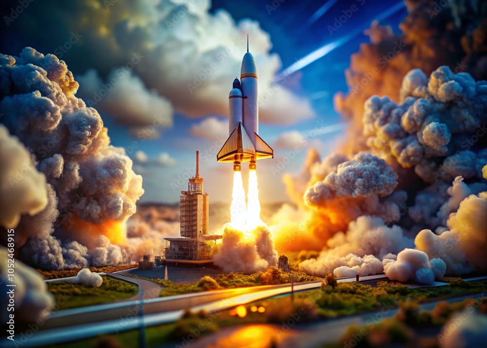 Rocket Launch Tilt-Shift Photography - Captivating Scene of a Rocket ...