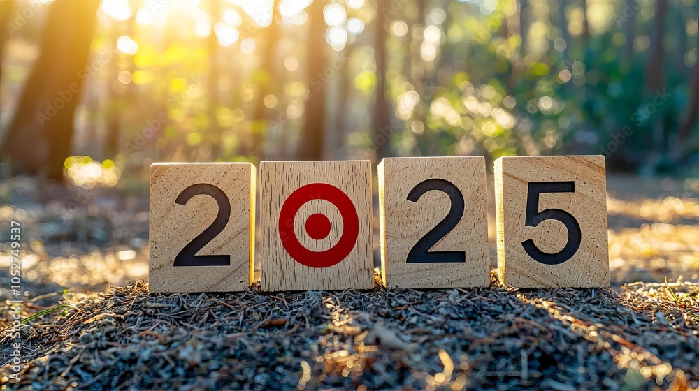 Business Plan 2025 Strategy Wooden blocks spelling "2025 TRENDS" with a ...