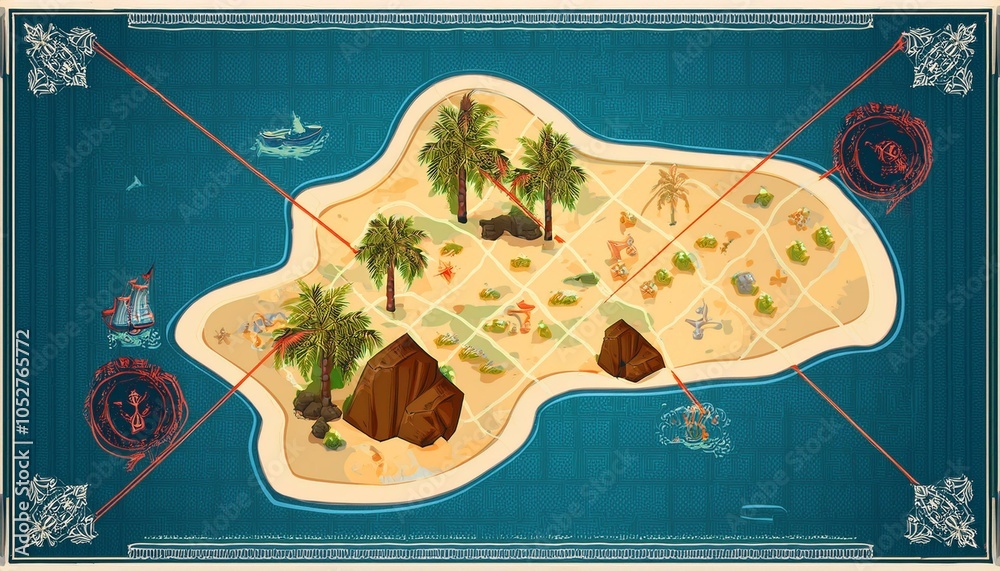 DnD Battlemap Deserted Island Detailed Map AI Generate Stock ...