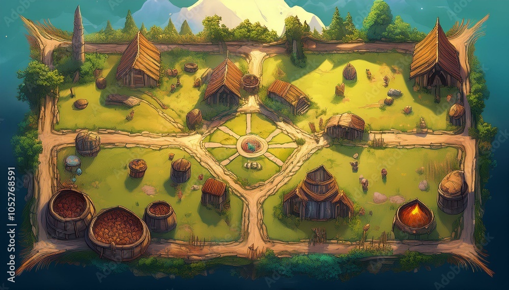 DnD Battlemap Farm Landscape with Magical Elements AI Generate Stock ...