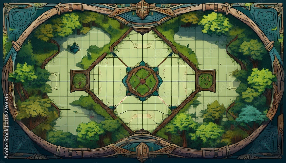 DnD Battlemap Dense Forest Map for Gaming AI Generate Stock ...