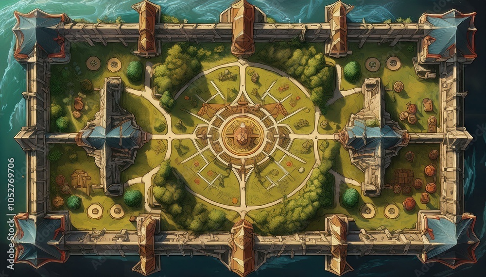 DnD Battlemap Guild Hall Intricate Fantasy Map AI Generate Stock ...