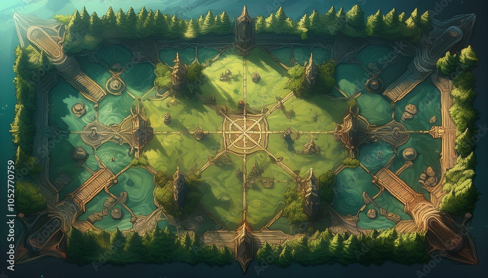 DnD Battlemap Shadow Forest Detailed Immersive Map AI Generate Stock ...