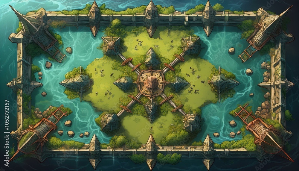 DnD Battlemap Toxic Swamp Battlemap Style AI Generate Stock ...