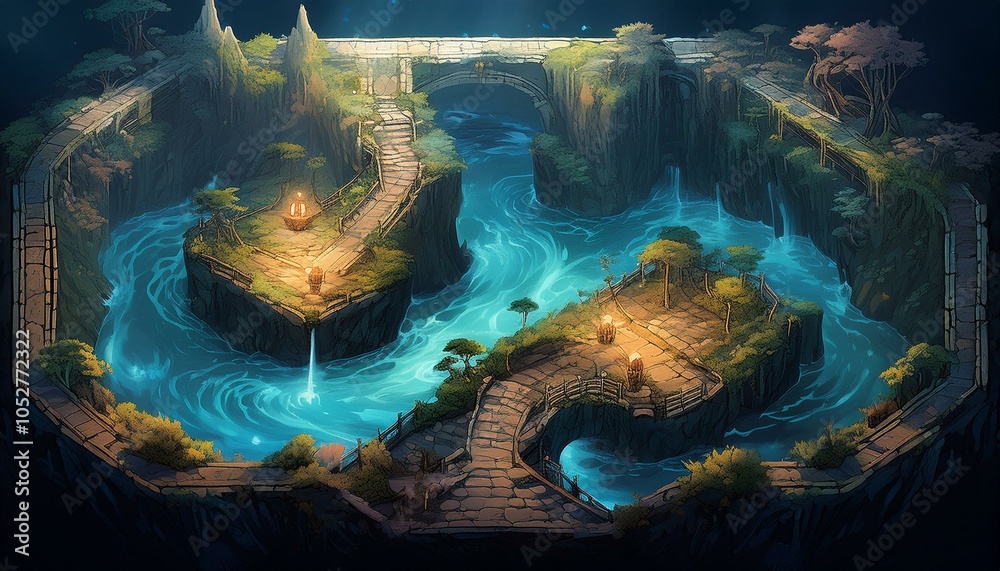 DnD Battlemap Underground River Mysterious Dark Terrain AI Generate ...