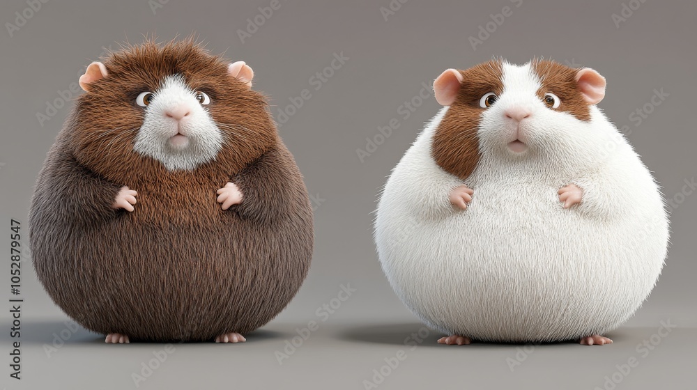 Chubby guinea pigs standing together: Two cute guinea pigs showing off ...