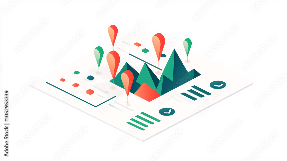Stock-Illustration „isometric illustration of green and red location ...