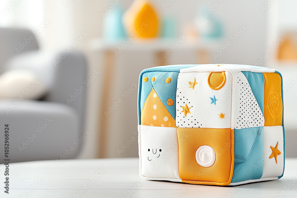 Explore the joy of play with a colorful fabric activity cube featuring ...
