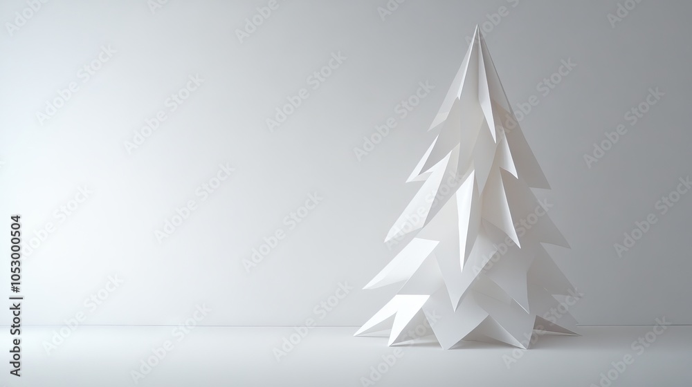 2410_094.contemporary paper art installation, angular christmas tree ...