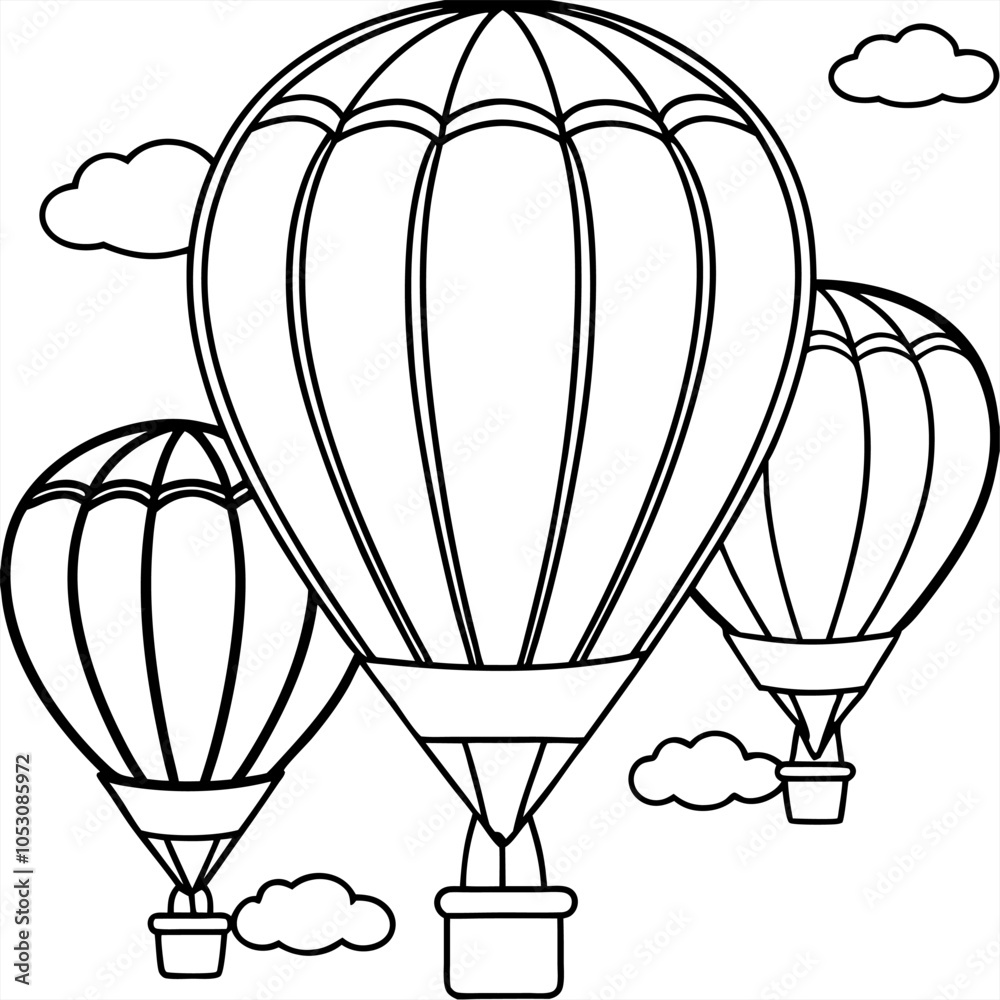 Hot air balloons coloring page vector art illustration coloring book ...