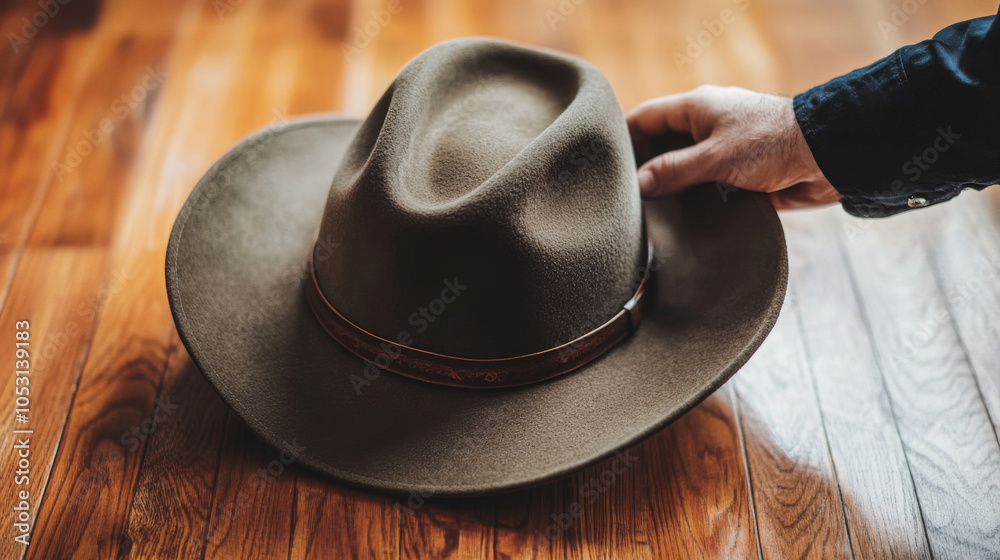 Cowboy and western concept image with a man hand on a cowboy hand and ...