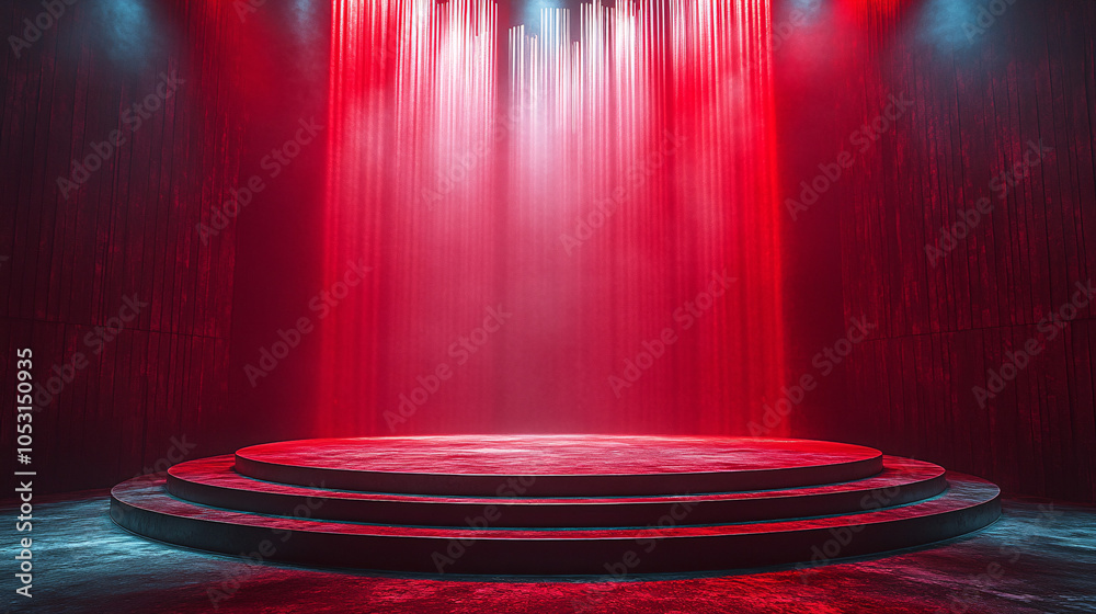 An illuminated circular stage with layered platforms, perfect for ...