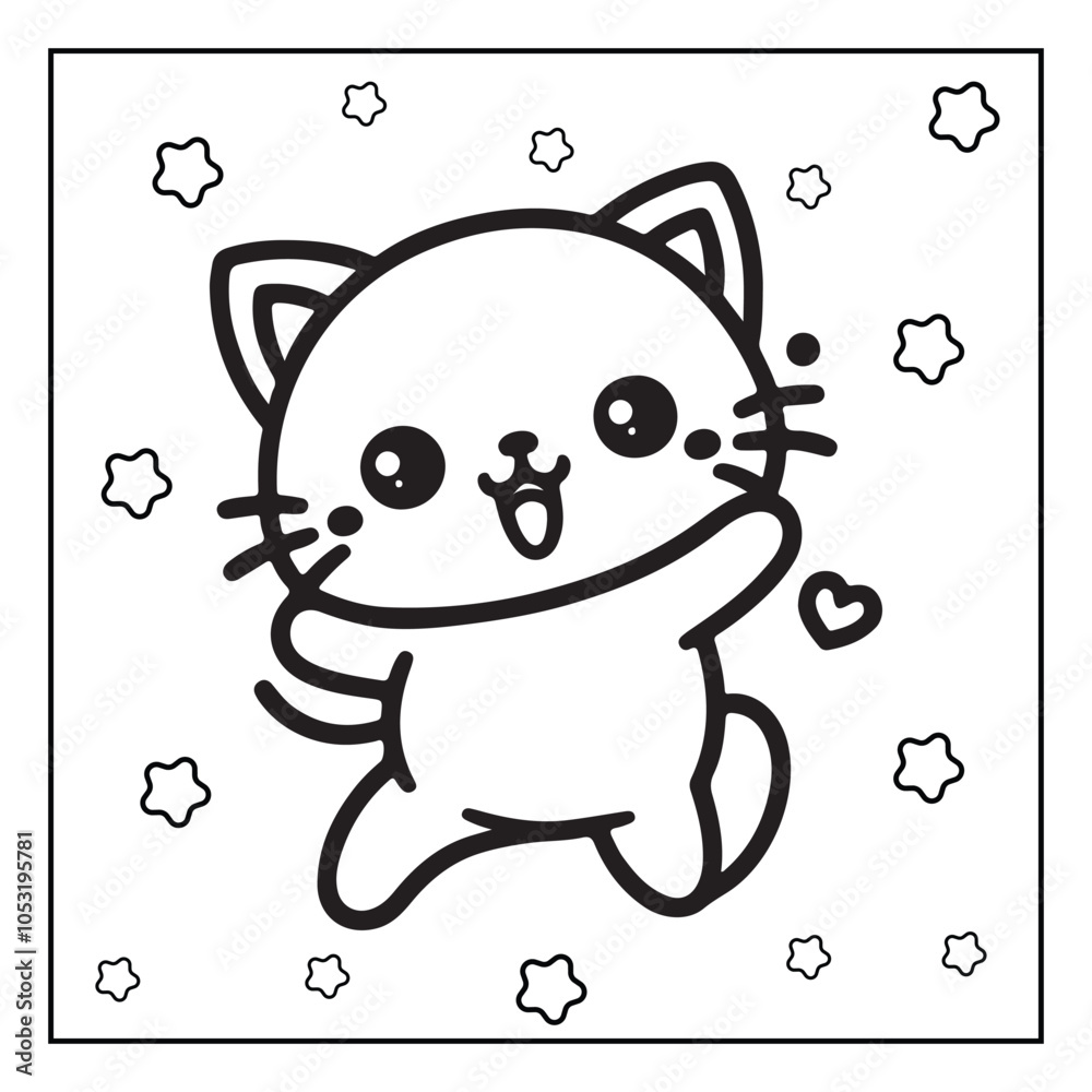 Cute Cat Kawaii Coloring Pages Bold and Easy Cute Kawaii Cat Coloring ...