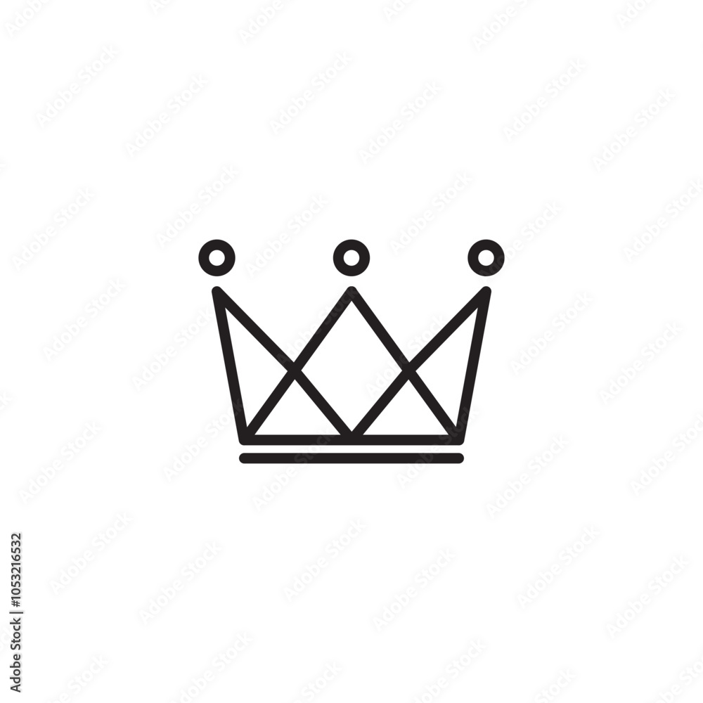 A modern, geometric line drawing of a crown with three sharp ...