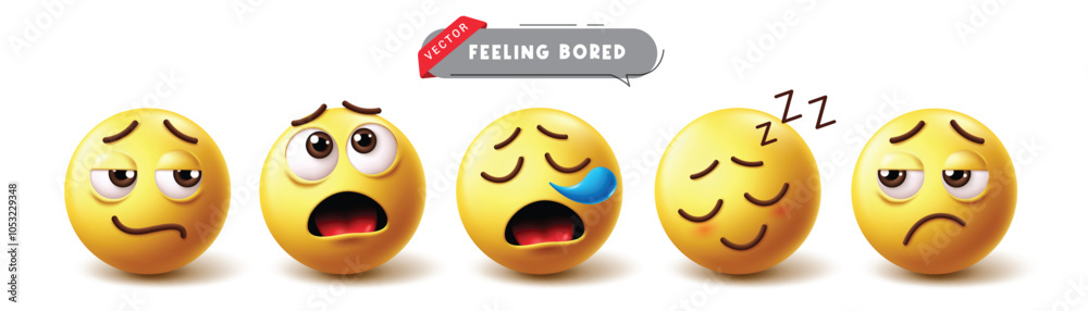 Emoji bored character vector set. Emojis emoticon 3d character like ...