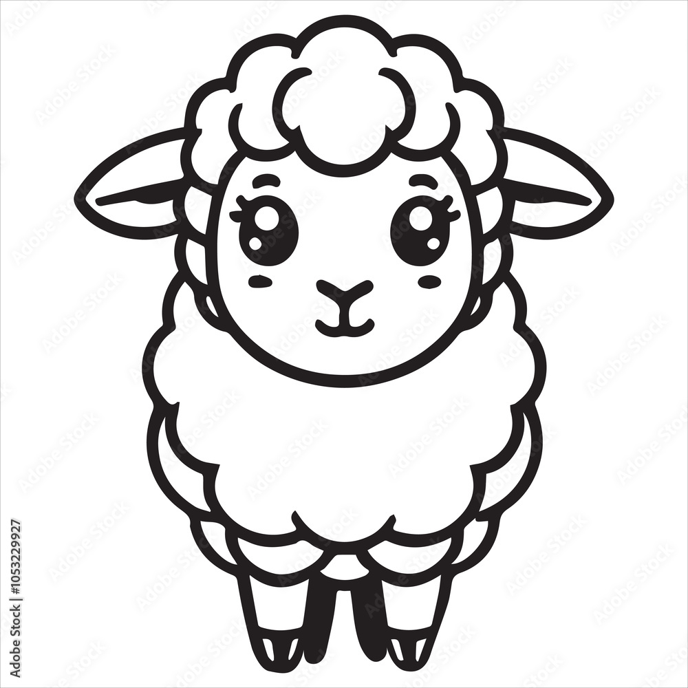 Cute Baby Sheep Outline Clipart Design - Sheep vector illustration in ...