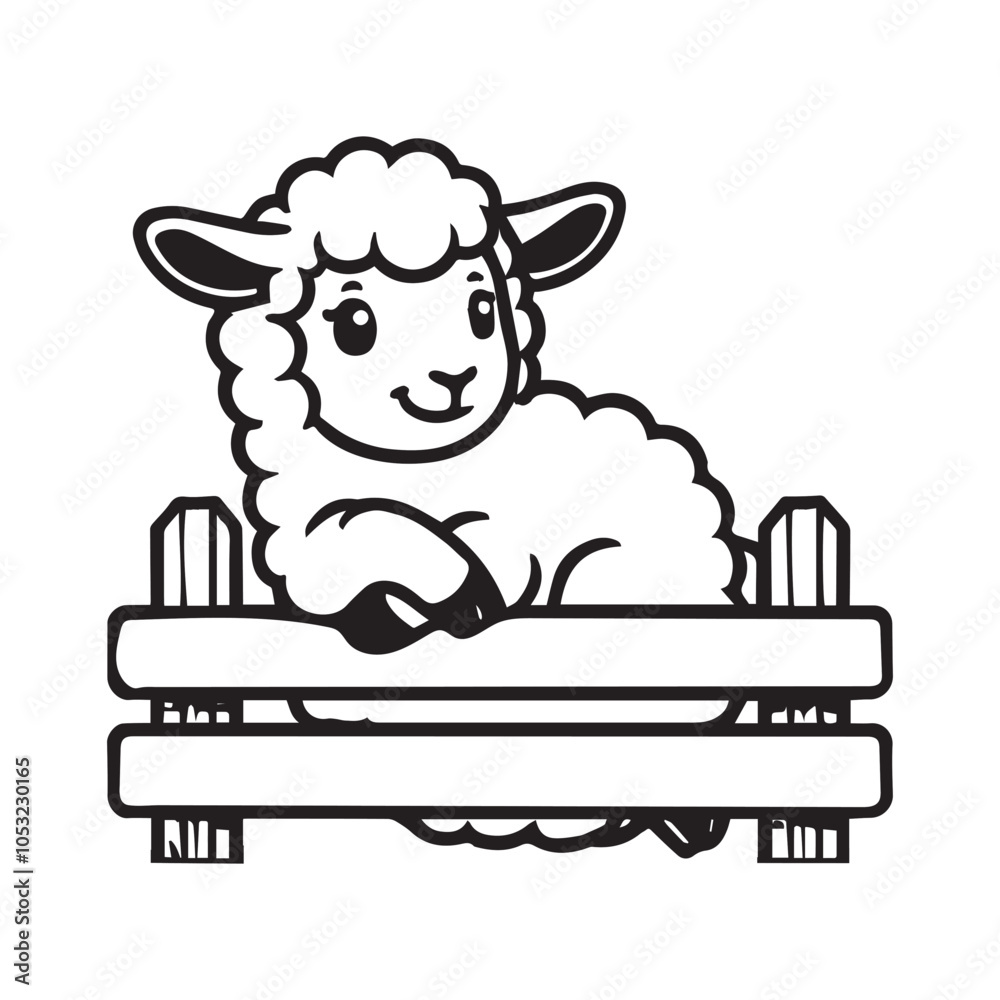 Cute Baby Sheep Outline Clipart Design - Sheep vector illustration in ...