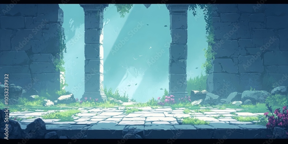 Ancient Ruins Adventure, explore a 2D platformer with a flat stone ...