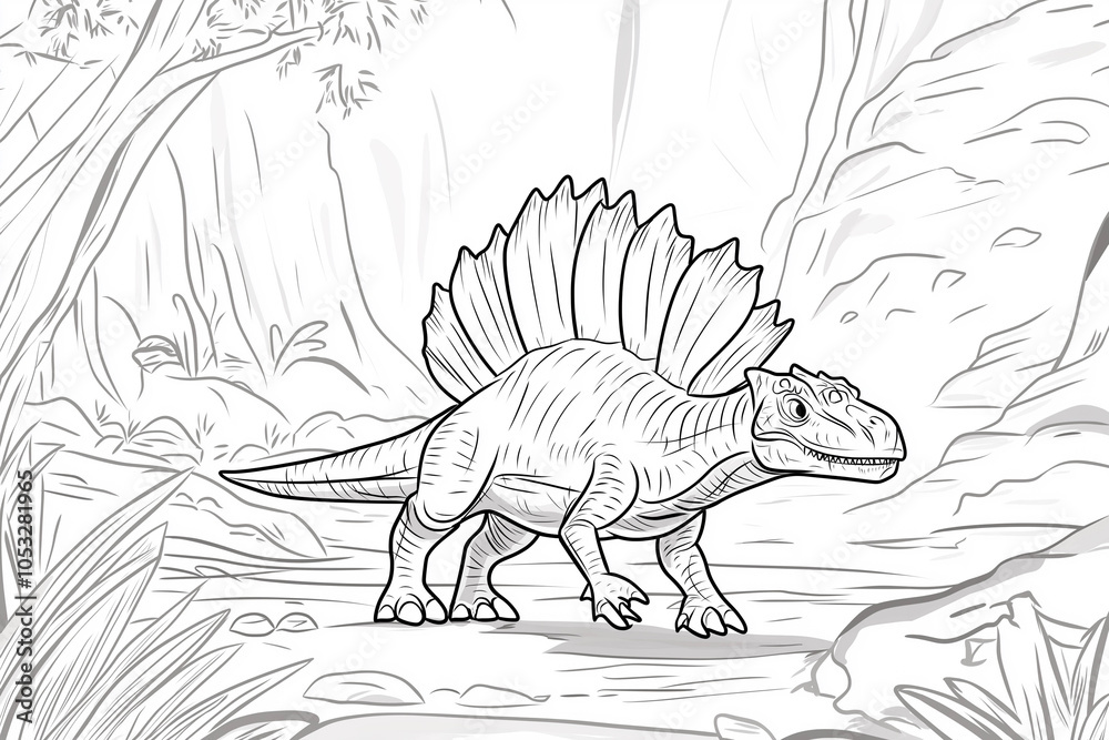 Spinosaurus, angry dinosaur on a white background, for coloring. Child ...