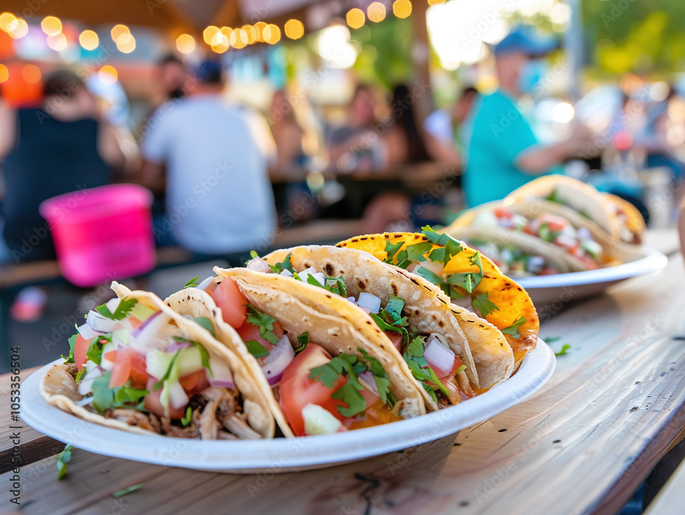 Tables filled with Mexican dishes like tacos, enchiladas, and tamales ...
