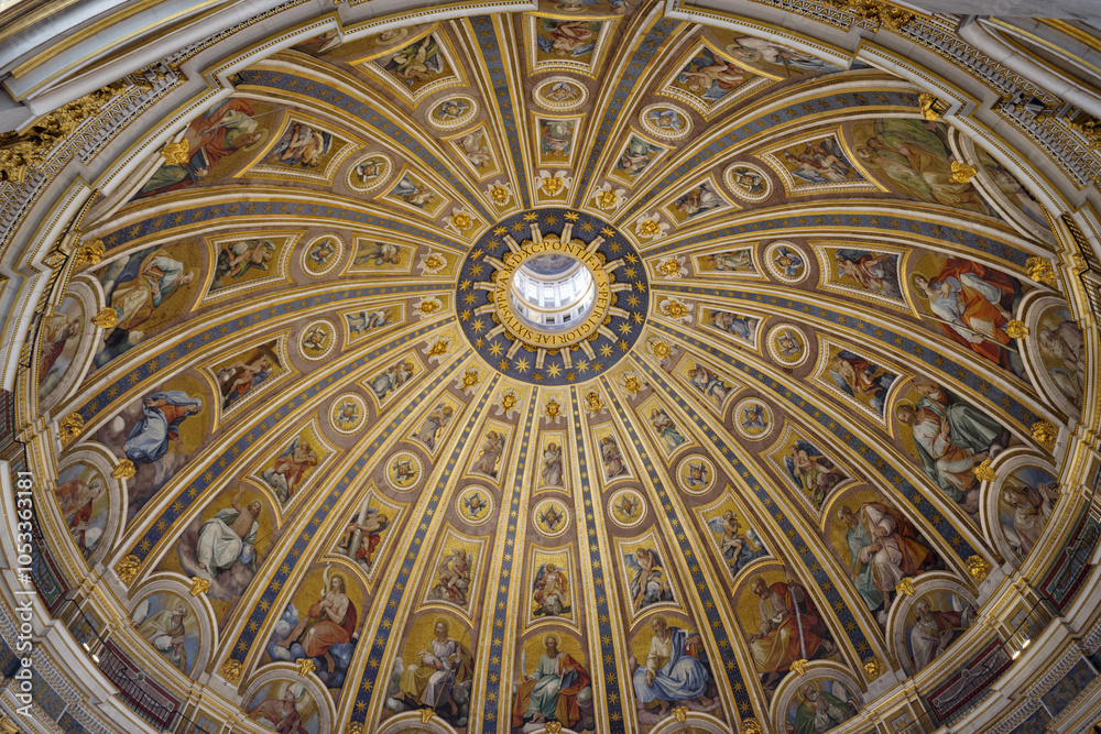 Ornate ceiling in St. Peter's Basilica in Vatican city, Rome, Italy ...
