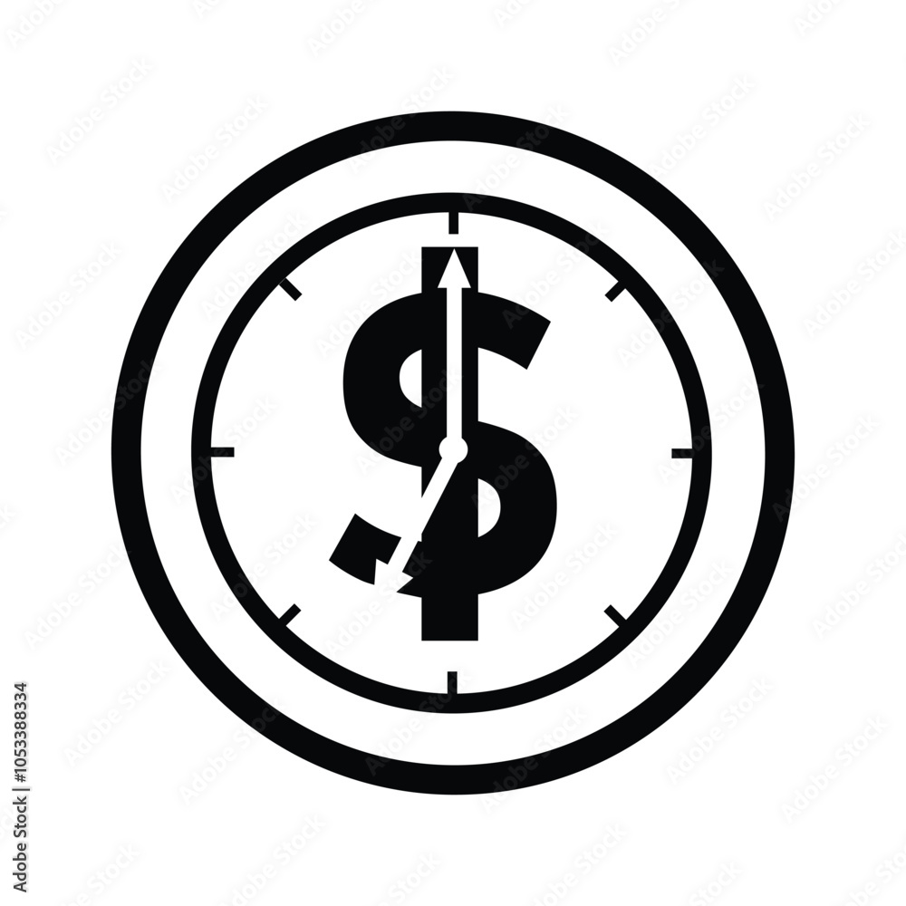coin icon. Time to do money business. Clock and dollar symbols isolated ...