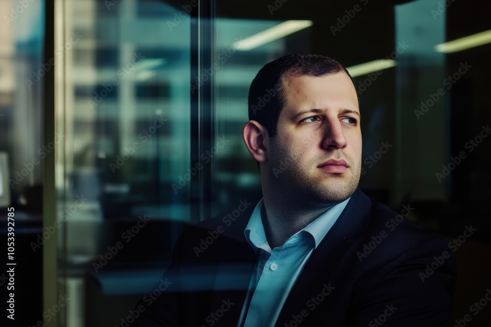 Professional portrait of an Israeli man in a modern office setting with ...