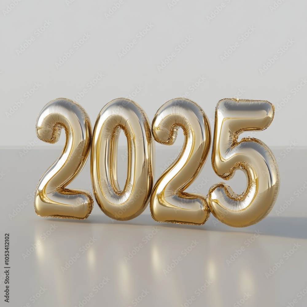 Happy New Year 2025. Golden realistic balloon numbers 2025 - cut out ...