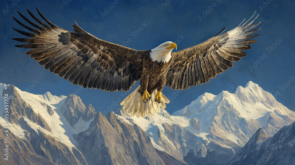 Majestic Bald Eagle Soaring Over Snowy Peaks: Capturing the Freedom and ...