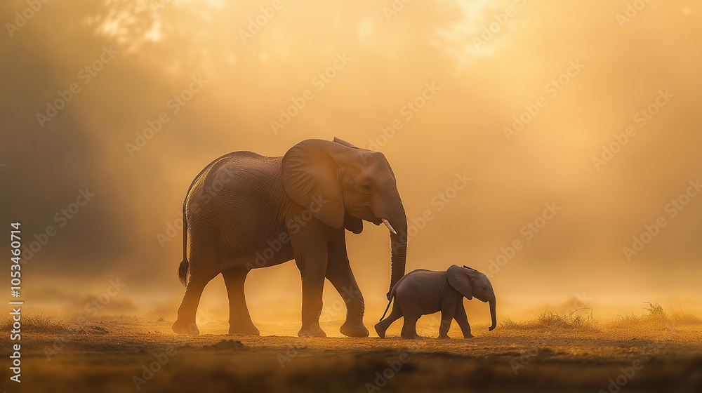 Tender Bond Between Mother Elephant and Calf: A Heartwarming Scene of ...