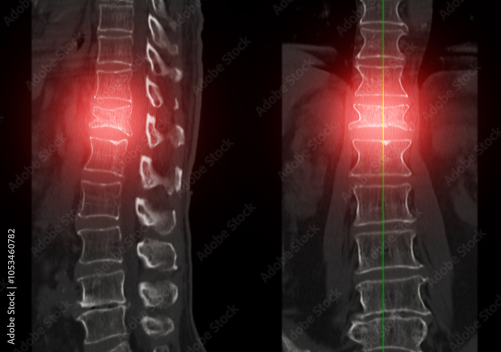 Стоковая иллюстрация «Lumbar Spine CT Imaging with L1 Compression ...