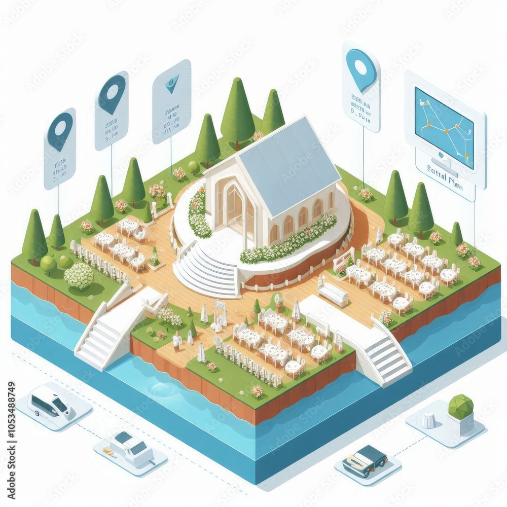 isometric wedding hall location plan. Stock Illustration | Adobe Stock