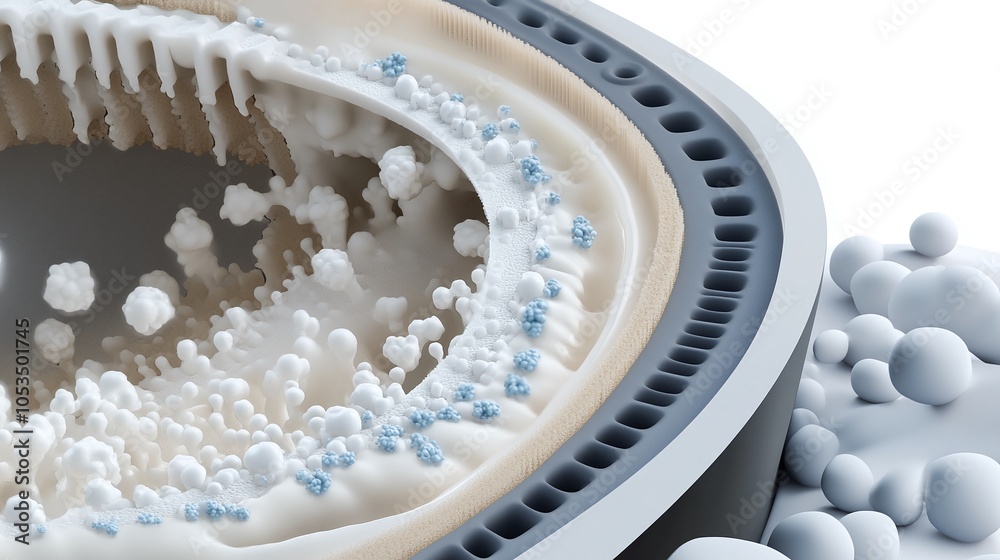 Biofilm on Washing Machine Seal: Cross-section of rubber seal with a ...