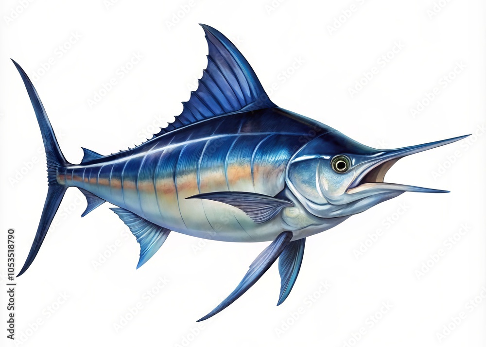 Stunning Blue Marlin Fish Isolated on White Background for Stock ...