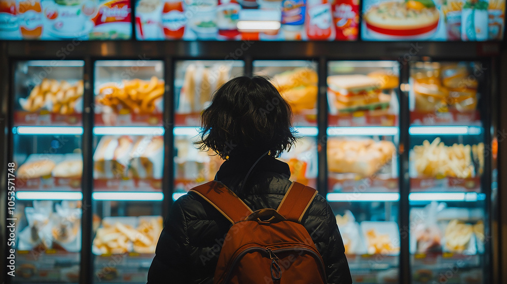 A figure stares at a fast-food menu, feeling overwhelmed by the ...