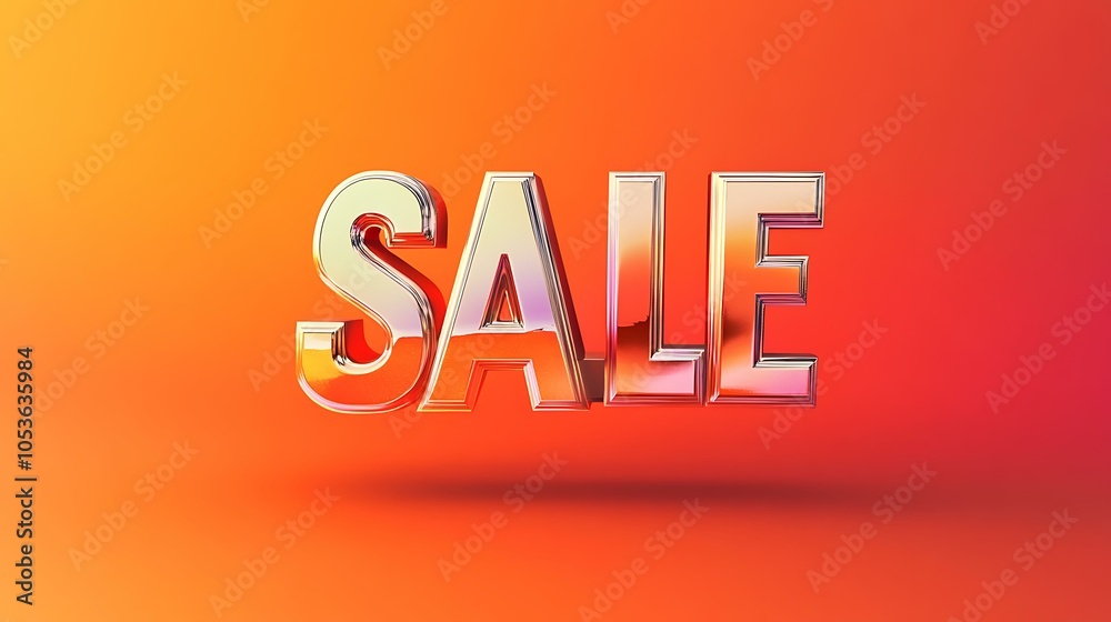 Vivid orange and red gradient background with large metallic SALE in 3D ...
