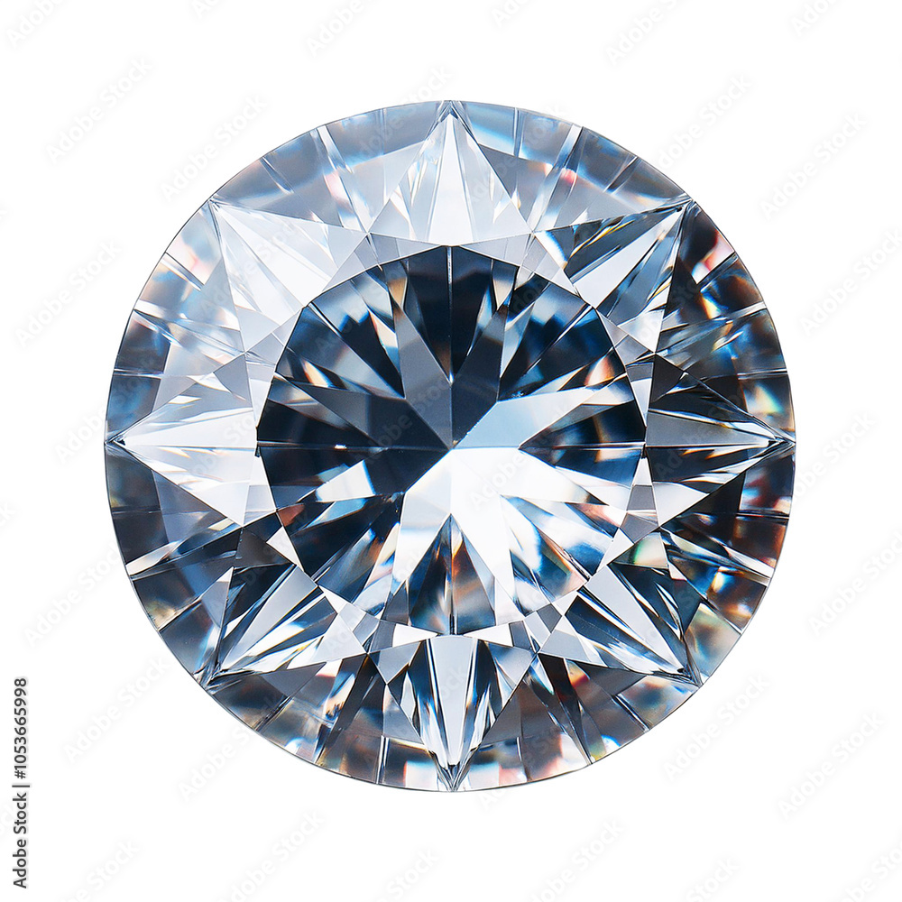 Top view and close up of brilliant cut diamond on transparent ...