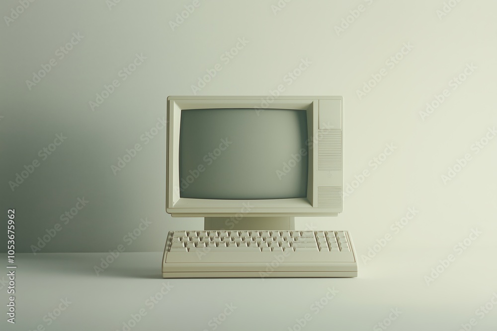 Photorealistic Studio Shot of an Early 2000s Desktop Computer with ...