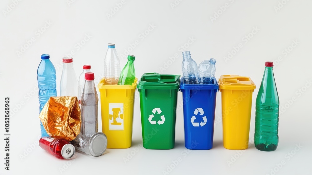 Efficient waste management with color-coded recycling bins. Promote ...