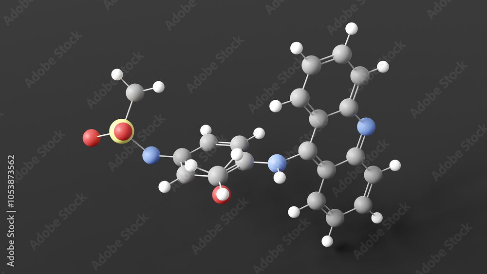 amsacrine molecule 3d, molecular structure, ball and stick model ...
