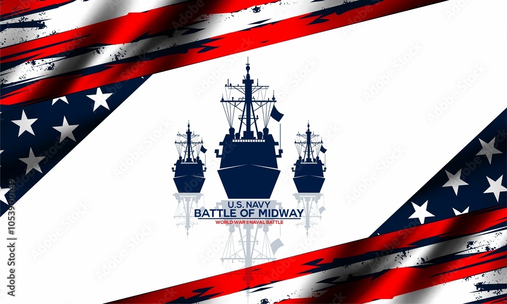 Battle of Midway vektor background , June 4-6, 1942 . a historic naval ...
