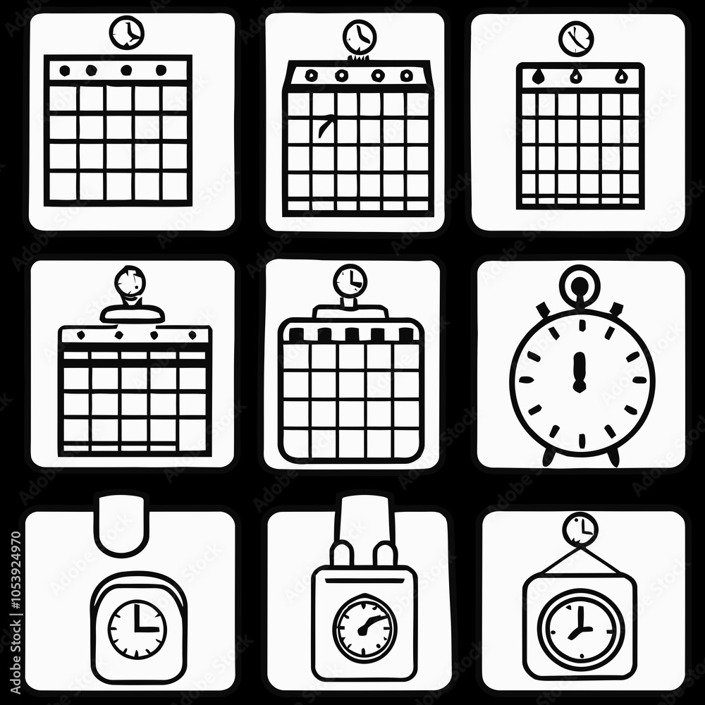 date, time, address location icon set. calendar, clock and map symbol for event, meeting ...