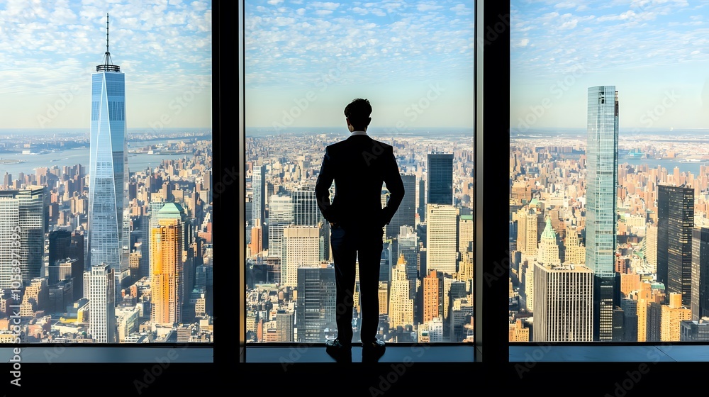 Window Gazing: Generation Z. A young professional staring out of a ...