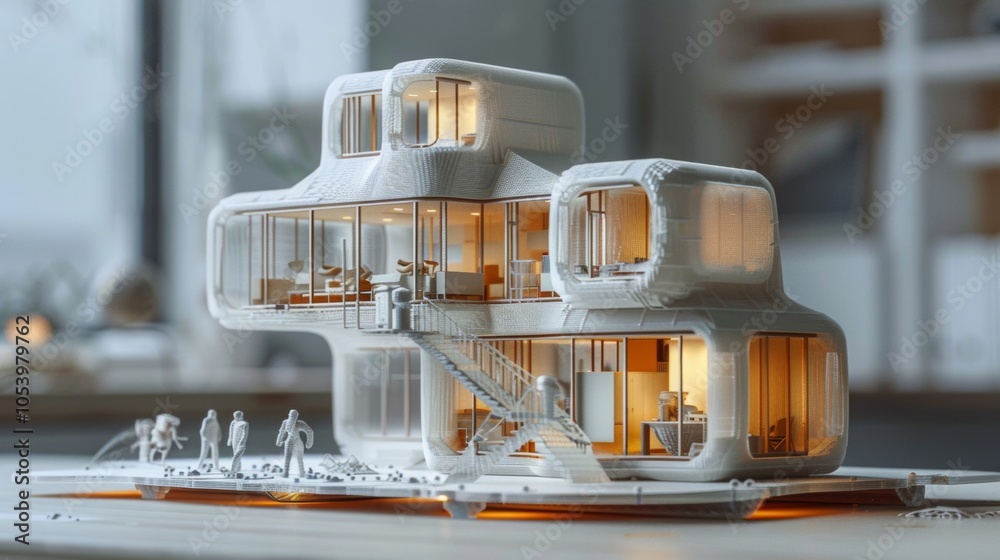 Modern Architecture 3D Printed Model with Interior Design and Miniature ...