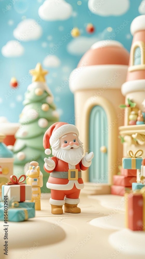 Santa s magical workshop with enchanted toys coming to life, whimsical fairy tale atmosphere, 3D ...