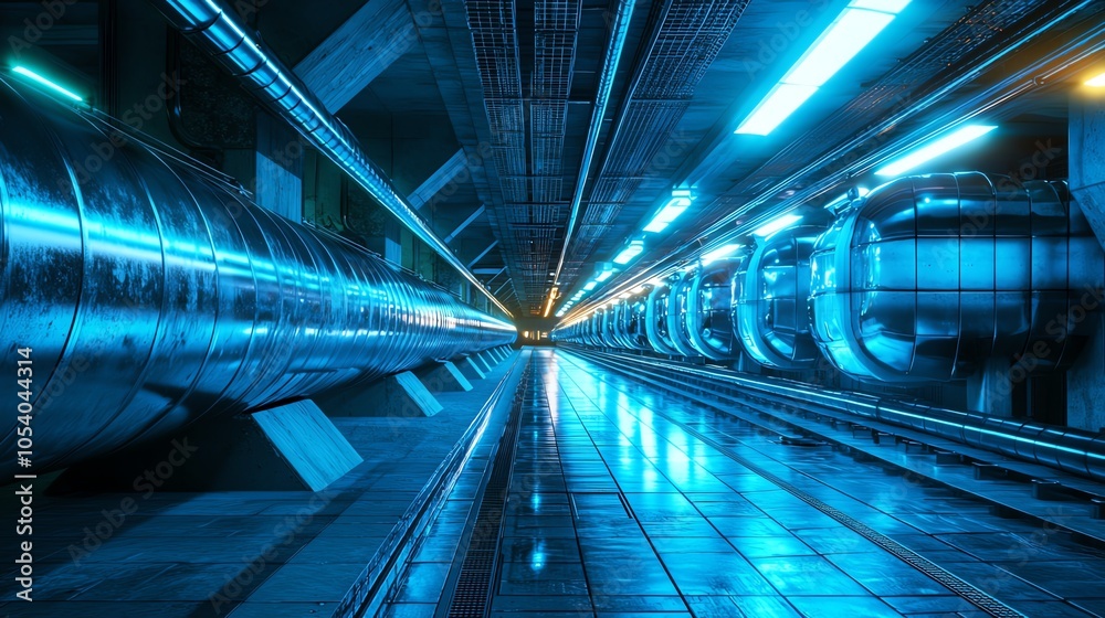 ETL pipeline as a futuristic assembly line, data flowing through stages ...